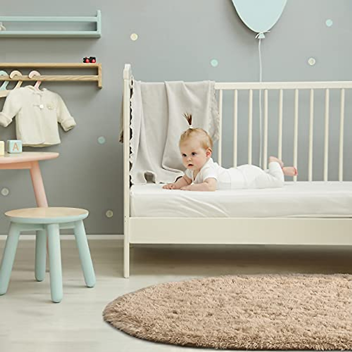 Softlife Fluffy Rugs for Bedroom, Shag Cute Area Rug for Girls and Kids Baby Room Home Decor, 2.6 x 5.3 Feet Oval Indoor Carpet for Nursery Dorm Living Room, Camel