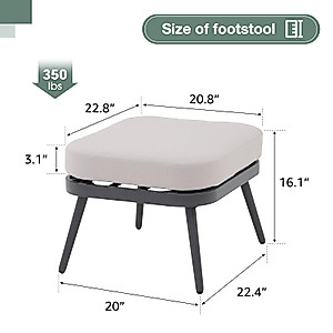 OC Orange-Casual Patio Footstool Ottoman,2-Piece Set Iron Footrest Ottoman with Premium Fabrics,Includes Thick Cushions, Seating for Living Room,Indoor, Outdoor, Garden