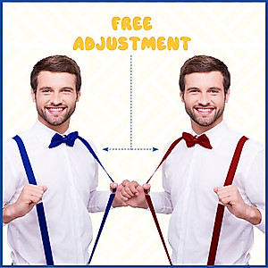 2 Pcs Rainbow Top Clown Hats Adjustable Elastic Y Back Style Suspenders Adjustable Bow Tie for Adults Men Firefighter Women