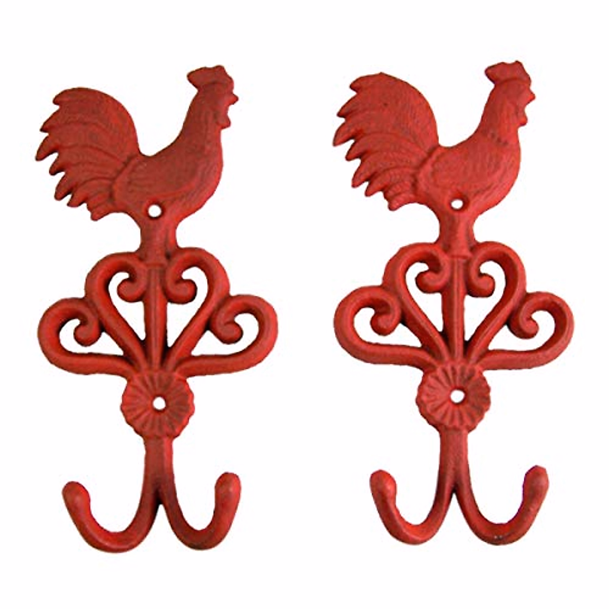 Rooster Cast Iron Wall Hook 9 Inch (Set of 2)