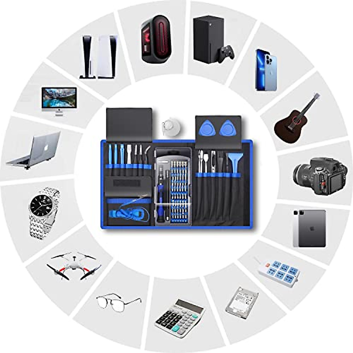 80 IN 1 Professional Computer Repair Tool Kit, Precision Screwdriver Set with 56 Bits, Magnetic screwdriver set Compatible for Laptop, PC, MacBook, Tablet, iPhone, PS4, and Other Electronic Repair