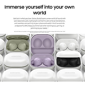 SAMSUNG Galaxy Buds2 True Wireless Earbuds Noise Cancelling Ambient Sound Bluetooth Lightweight Comfort Fit Touch Control, International Version (Olive) (Renewed)