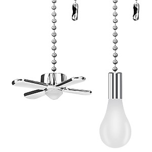 SmoTecQ Ceiling Fan Pull Chain, 24-inch Extra Long Extension Cord - Silver