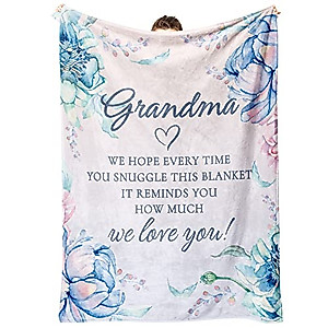 Afterprints Blanket Gifts for Grandma, Grandma Birthday Gifts, Mother‘s Day Gifts for Grandma from Granddaughter Grandchildren, We Love You Cozy Throw Blankets Present 50" x 60"