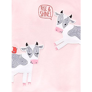 Simple Joys by Carter's Girls' 4-Piece Pajama Set (Cotton Top & Fleece Bottom), Black Ballerina/Light Pink/Pink Cow/Swans, 4T