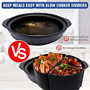 Silicone Slow Cooker Divider Liner fit CrockPot 6QT 7QT, Reusable & Leakproof Divider Insert, Dishwasher Safe Cooking Liners for Crock Pot 6 Quart / 7 Quart, BPA Free,Black
