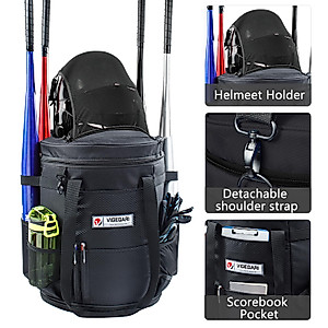 VIGERARI Baseball Bucket Bag-Baseball Coaches Bag-Expandable Softball Bucket Bag with Padded Seat-Coach Gifts-Baseball Bag for Training Equipment,Baseball Gear, Accessories-Baseball Bucket Organizer