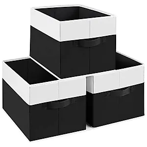 DIMJ Storage Bins, Extra Large Storage Baskets for Organizing, Fabric Bins for Closet, Decoratiive Storage Boxes with Handle, Closet Organizers and Storage Bins for Clothes, Toys, Sundries, 3 Packs