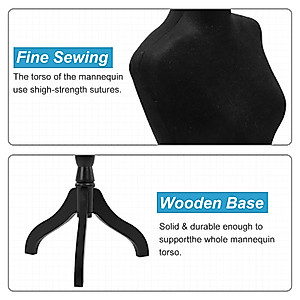 BLKMTY Female Mannequin Torso Dress Form Sewing Mannequin Manikin Body Height Adjustable Clothing Dress Model w/ Tripod Base Stand for Sewing Dressmakers Dress Jewelry Display 49-63 Inch, Black
