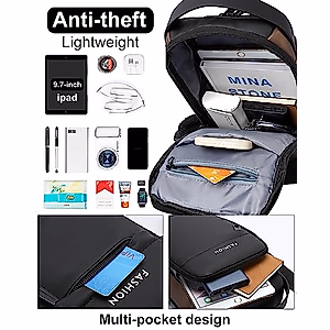 Geanbun Anti-Theft Sling Bag USB Shoulder Bag Crossbody Backpack Waterproof Chest Daypack Lightweight (Blue)