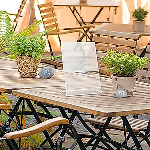 EOOUT Acrylic Sign Holder, A4 Size, 6 Pack, Plastic Flyer Display Holder, Slant Back Clear Paper, Document Menu Table Transparent Stand for Office, Store, Restaurant