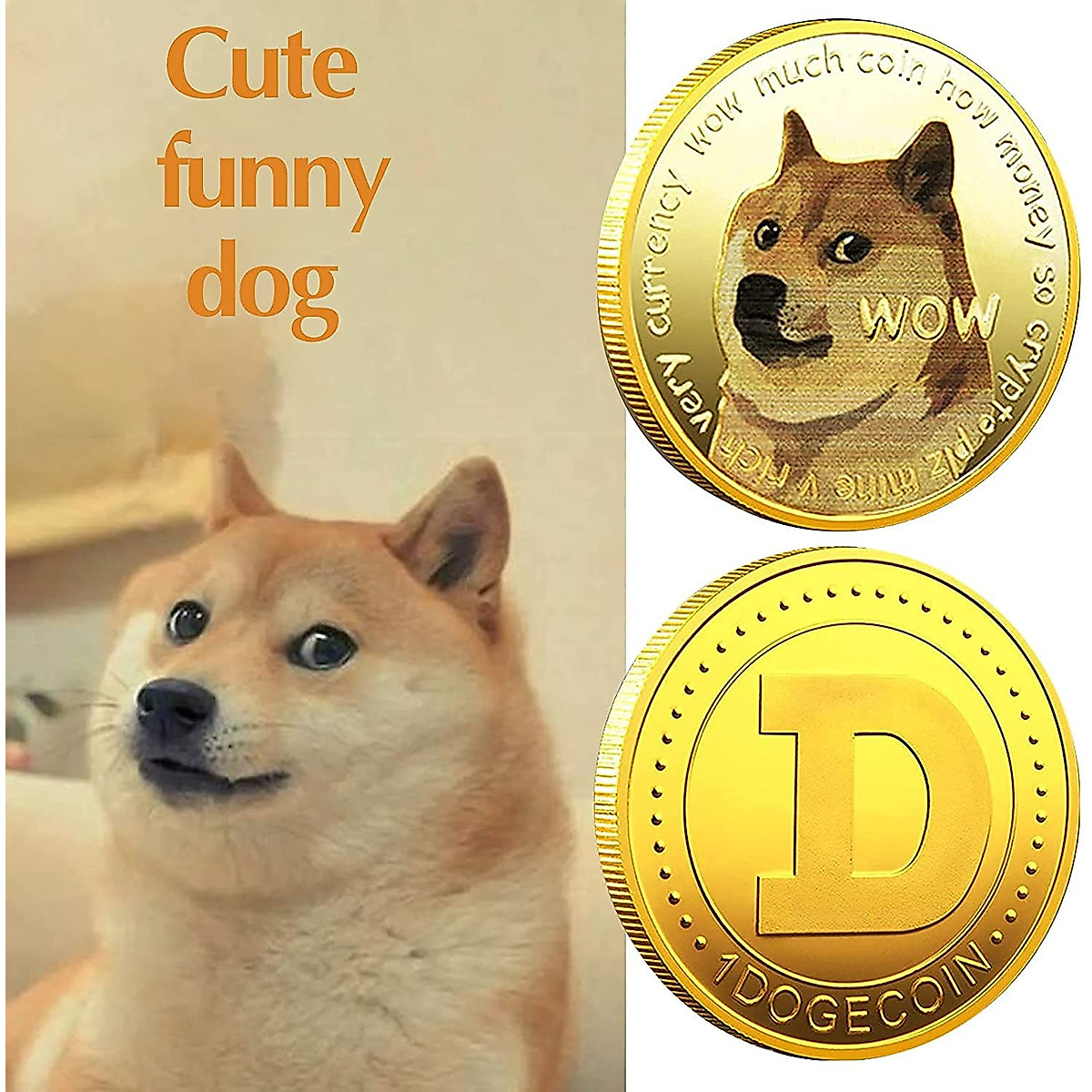Generl 2 PCS-1 oz Dogecoin Commemorative Coin 2021 Gold-Plated, Silver-Plated, Dogecoin Limited Edition Collectible Coins, with Protective Cover, Display Stand —Gifts for Dog Lovers