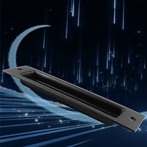 Auvotuis 8 Inch Sliding Barn Door Handle Black Modern Finger Slotted Pull Handle Heavy-Duty for Cabinets, Closet, Drawers, Gate