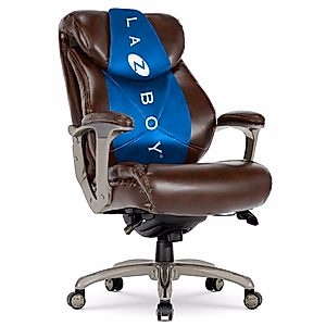 La-Z-Boy Cantania Executive Chair with AIR Lumbar Technology and Memory Foam Cushions, Ergonomic Design for Office Space, Brown