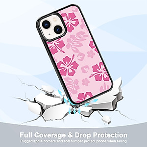 Pink Hibiscus Phone Case Compatible with iPhone 13 Mini 5.4 Inch - Shockproof Protective TPU Cute Flower Printed Phone Case Designed for iPhone 13 Mini Case for Men Girls Women