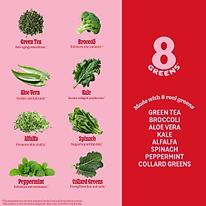 8Greens Supergreens Beauty Gummies with Collagen & Biotin | Super Greens Powder Superfood Gummy for Healthy Skin, Hair, Nails, Glow, and Firmness, Superfood Booster, Strawberry Flavored, 50 Count