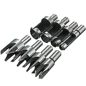 Yakamoz 8 Pieces HSS Taper Claw Type Wood Plug Cutter Drill Bits 16mm 13mm 10mm 6mm Metric (5/8" 1/2" 3/8" 1/4")