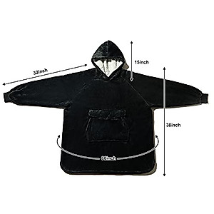 Krifey Wearable Blanket Hoodie, Oversized Sherpa Hooded for Women and Men, Cozy Sweatshirt with Giant Pocket