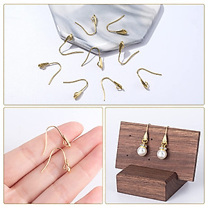HIZNIC 50PCS 18K Gold Plated Leverback Earring Hooks Hypoallergenic Ear Wires with Dangle Loops for Women Craft, DIY Dangle Earrings Findings