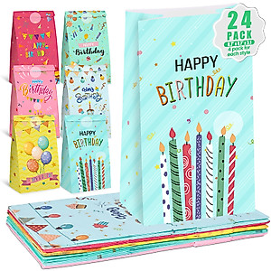 STARRKY 24PCS Birthday Treat Bags for Kids, Happy Birthday Goodie Bags Party Favor Bags Gift Bags for Kids Birthday Party