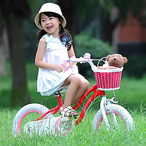 RoyalBaby Stargirl Kids Girls Bike Bicycle with Basket Kickstand 18 Inch Pink