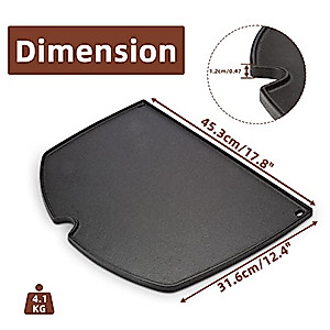 QuliMetal 6506 Cast Iron Griddle and 7112 Grill Cover for Weber Q300, Q320, Q3000 Series Gas Grills Accessories