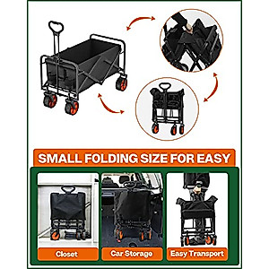 LOGARD Collapsible Folding Wagon,Heavy Duty Utility Beach Wagon Cart,Outdoor Camping Wagon