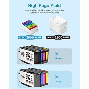 Stiizo 952XL Higher Yield Upgraded Ink Cartridges Replacement for 952 XL Compatible with OfficeJet Pro 8710 8720 8702 7720 7740 8715 8730 8740 8216 8725 8700 Printer ( 4 Pack)
