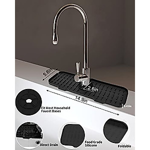 Large Silicone Dish Drying Mat for Kitchen Counter with Faucet Mat - XL Dish Drying Mat 20" x 16" - Dish Drying Rack Mat, Heat Resistant Hot Pot Pad, Non-Slip Sink Mat, BPA Free, Dish Washer Safe