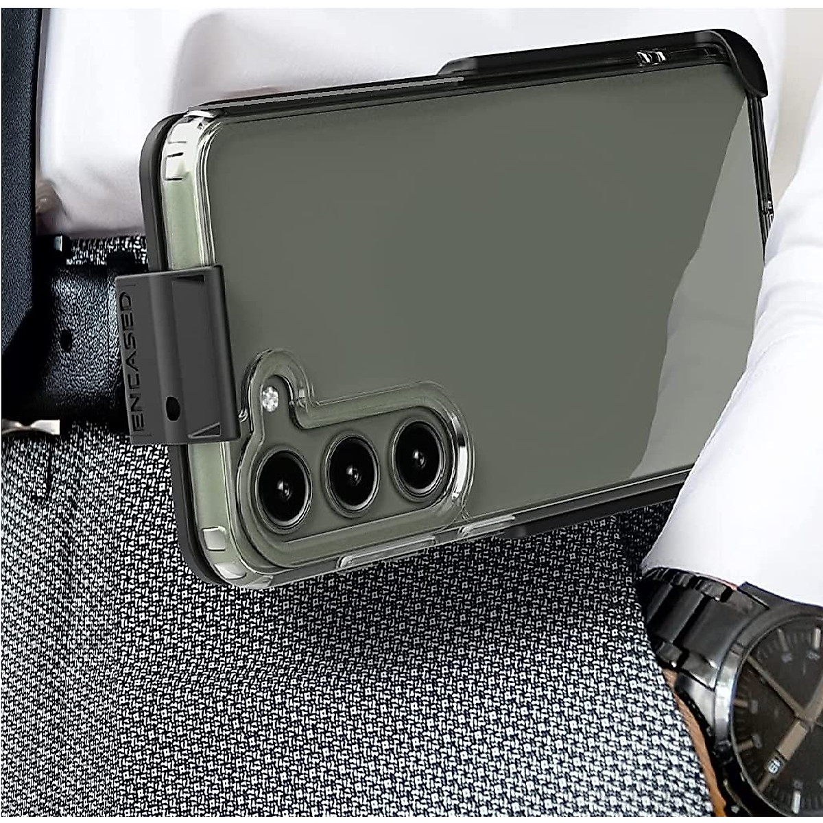 Encased Clear Case with Belt Clip Designed for Samsung Galaxy S23 - Protective Slim Cover with Phone Holster (Crystal Clear)