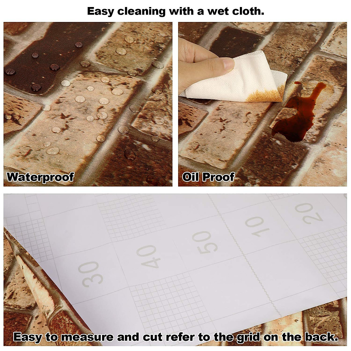 Okydoky Peel and Stick Wallpaper, Brick Wallpaper for Home Decoration, Kitchen Backsplash, Vinyl Self Adhesive Wallpaper for House, Workshop & Office, 17.7" x 394", C103-10