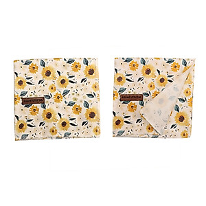 Elegant little tail Dog Bandanas - 1Pack Sunflower Print Washable Dog Scarf Female Square Dog Bib Kerchief Scarf Adjustable Pet Bandana for Medium Large Dogs
