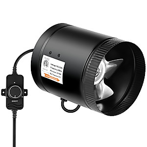 iPower 6 Inch Inline Booster Duct Fan 275 CFM with Speed Controller, HVAC Exhaust Ventilation Blower for Basements, Bathrooms, Kitchens, Workshopsand Attics, Low noise