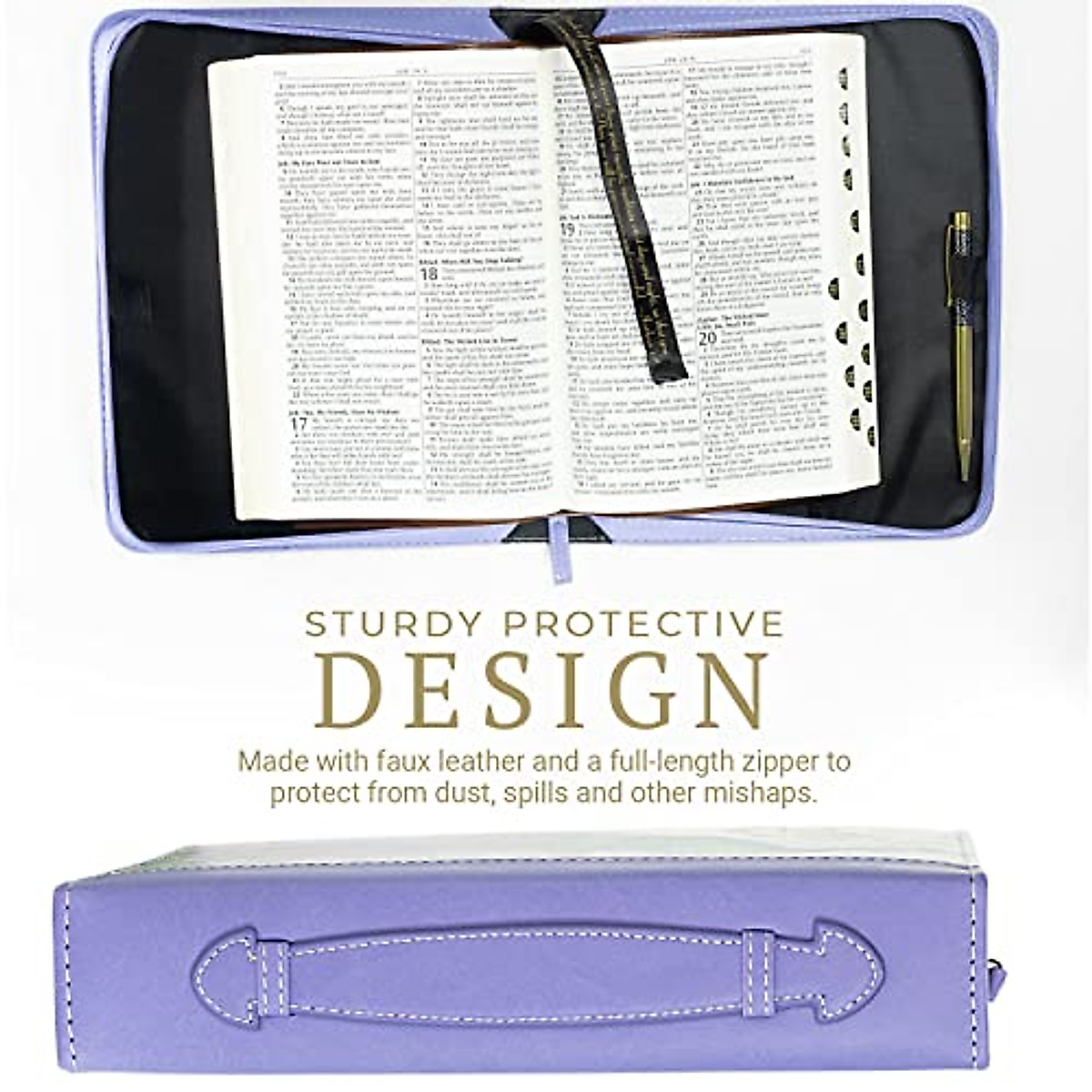 Divinity Boutique Bible Case - X-Large Bible Cover for Women and Girls- Faux Leather Zippered Bag with Ecc. 3:11 - Fits Books up to 10” x 7.5” x 1.5”