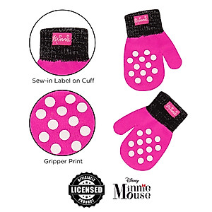Disney girls Minnie Mouse Toddler Girl Winter and Mitten Set Beanie Hat, Minnie Mouse, 2-4T US