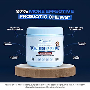Probiotics for Dogs, Grain-Free, No Corn, 6 Billion CFU, Dog Probiotics with Pumpkin & Yogurt, for Digestive & Gut Health, Targets Bloating, No Poo, Itchy Skin & Constipation, Beef Flavor, 120 Chews