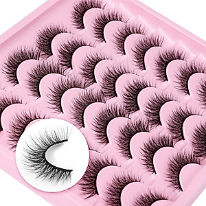 Lashes Natural Look Wispy Fasle Eyelashes 12mm Short Faux Mink Eyelashes Cat Eye Fluffy Strip Lashes Pack by Zegaine 16 Pairs