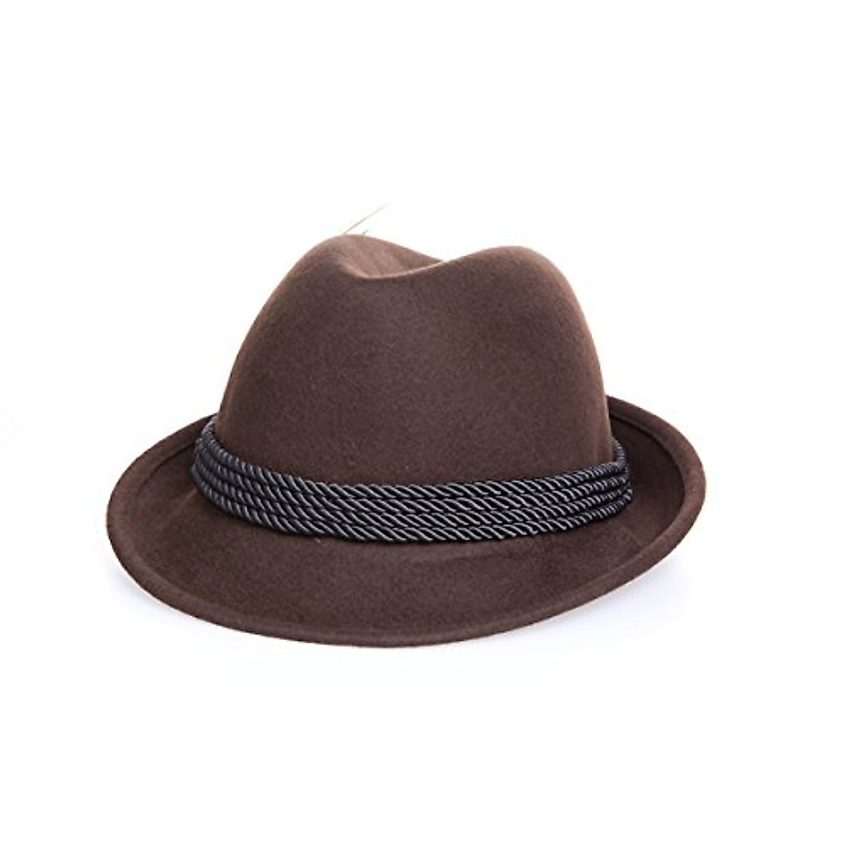 Alpine Holiday Oktoberfest Wool Bavarian Fedora Hat - Brown Color - Size Large (L)