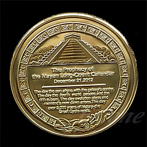 Aztec Mayan Calendar Souvenir Gold Silver Plated Commemorative Coin Collection Gift. (Gold)