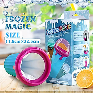 New 500ml Slushie Maker Cup, Large Capacity TIK TOK Magic Quick Frozen Smoothies Cup, Cooling Cup, Double Layer Squeeze Slushy Maker Cup, Happy Gifts for Kids (Blue)