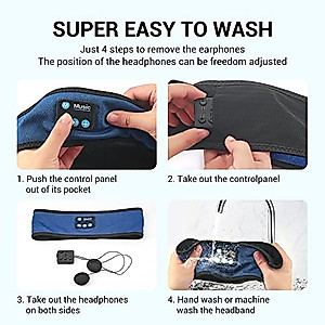 Bluetooth Headband,Headband Headphones Wireless Sleep Headphones with White Noise Mode and Ultra-Thin Speakers for Unisex Sleeping Running Workout Jogging Yoga Insomnia Air Travel (Blue)