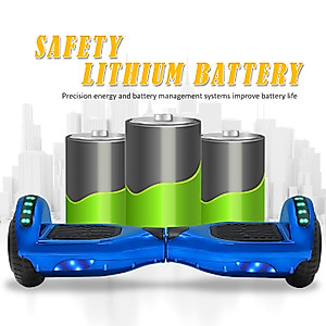 TPS Power Sports Electric Hoverboard Self Balancing Scooter for Kids and Adults Hover Board with 6.5" Wheels Built-in Speaker Bright LED Lights UL2272 Certified (Chrome Blue)