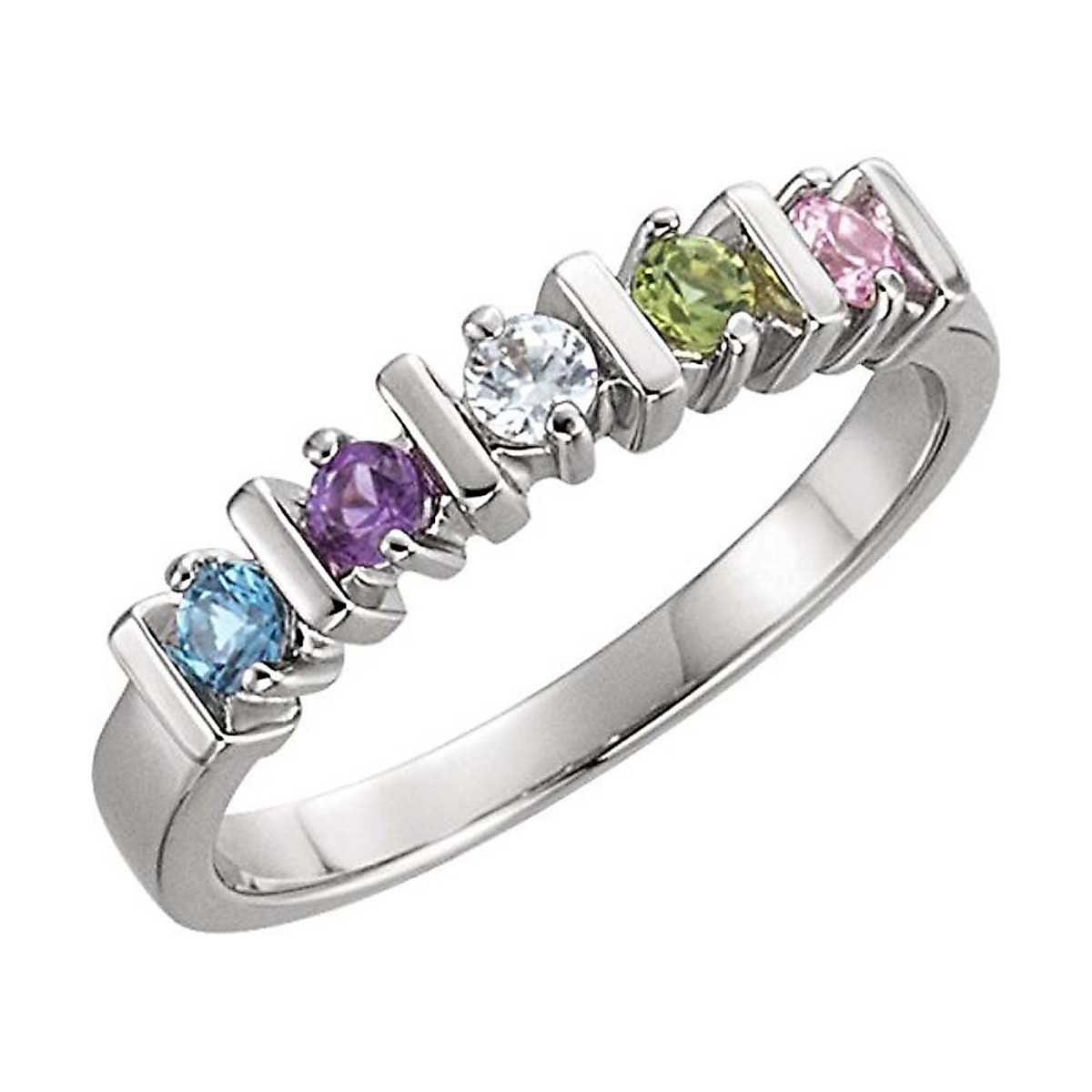 Family Mothers Ring 2 to 6 Birthstones 10k Yellow or White Gold