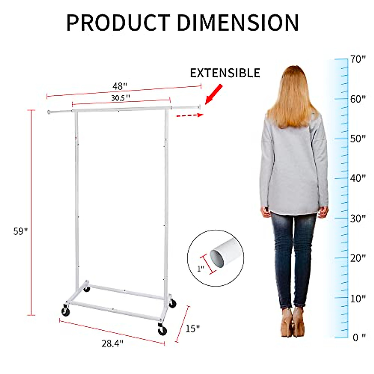 Fishat Simple & Heavy Duty Single Standard Rod Garment Rack