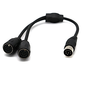 LOKEKE 8 Pin DIN MIDI Splitter Cable, 8 Pin DIN DIMI Male to 2 Din 8 Pin Female Y Cable Cord Wire Audio Socket Compatible with Bang Olufsen PowerLink MK2(8Pin to 8Pin)