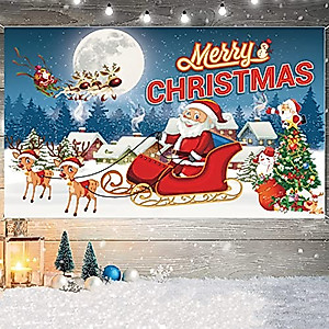 Large Christmas Banner Backdrop Winter Christmas Banners Decorations Xmas Party Photography Background Decoration Outdoor & Indoor, Wall Hanging Decor, 72.8 x 43.3 inch