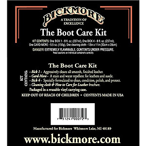 Bickmore Boot Care Kit - Bick 1 Bick 4 & Gard-More - Leather Lotion Cleaner Conditioner & Protector - for Cleaning Softening and Protecting Boots Shoes Handbags Purses Jackets and More