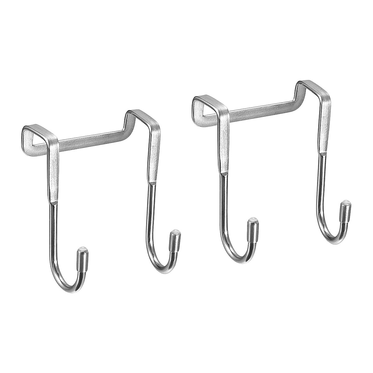 HARFINGTON Over Cabinet Drawer Hooks, 2 Pack S-Shape Extended Stainless Steel Double Hanging Hooks for Bathroom Kitchen Door, Silver Tone