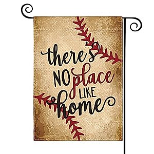 AVOIN Baseball Garden Flag Vertical Double Sided There's No Place Like Home, Bat Ball Sport Softball Flag Yard Outdoor Decoration 12 x 18 Inch