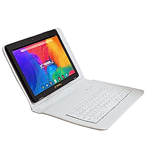 LINSAY 10.1" 1280x800 IPS 2GB RAM 32GB Android 11 Tablet with Keyboard Case Crocodile White, Pop Holder and Pen Stylus